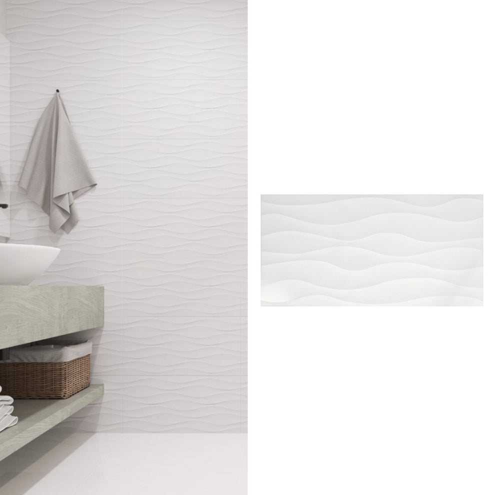 Cerámica New Pacific White 31x60 cm Brillo Texturado para Muro Interior ...